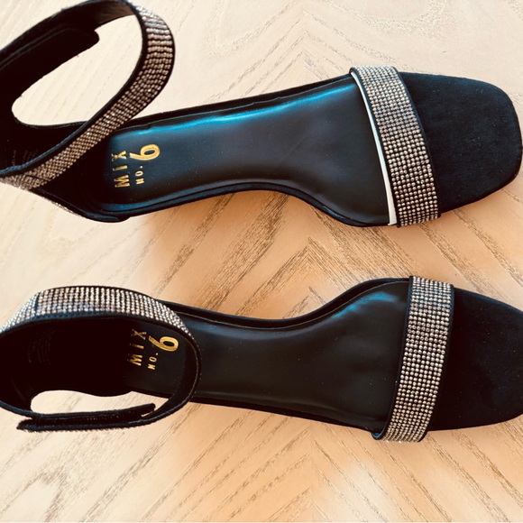 Mix No. 6 | Shoes | Mix No 6 Black Prunela Rhinestone Wedge Sandal Size ...